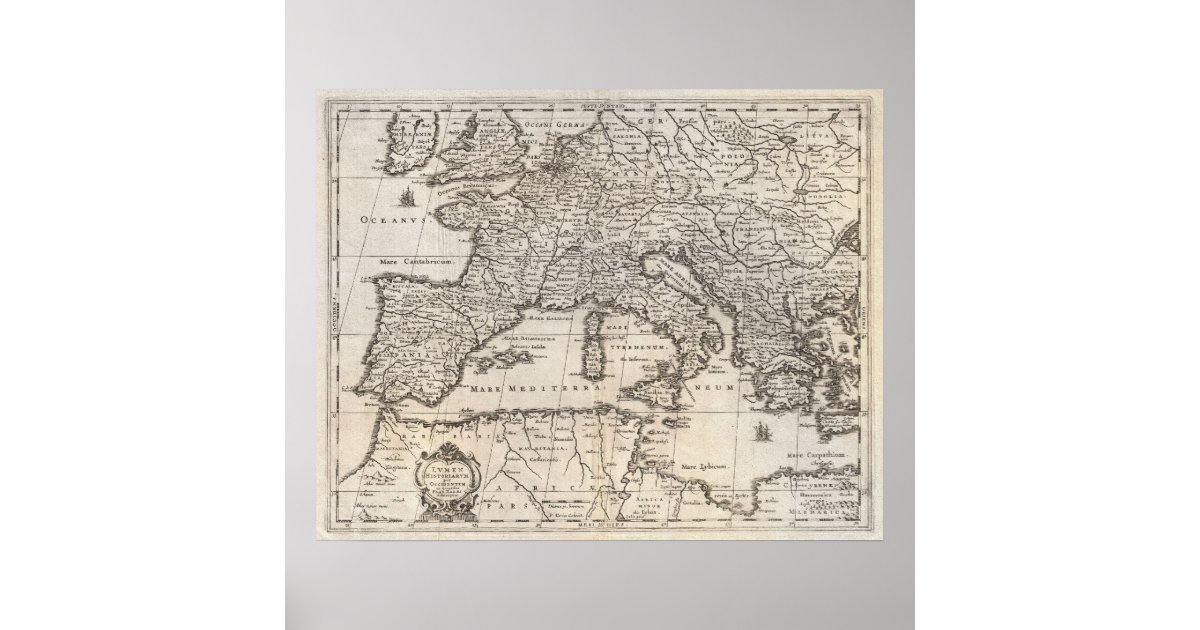 Vintage Map of Europe (1852) Poster | Zazzle