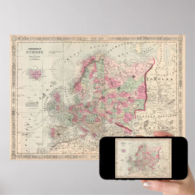 Vintage Map of Europe (1864) Poster | Zazzle