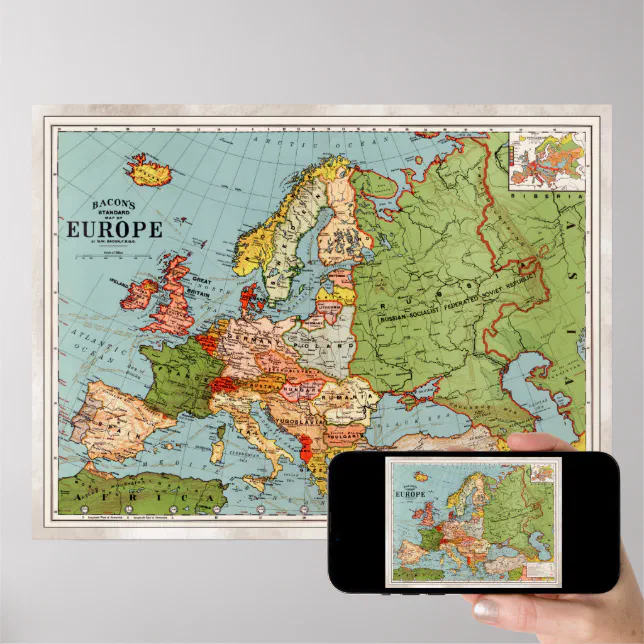 Vintage Map of Europe Poster | Zazzle