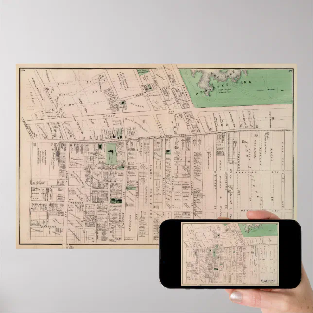 Vintage Map of Flatbush Brooklyn NY (1873) Poster | Zazzle