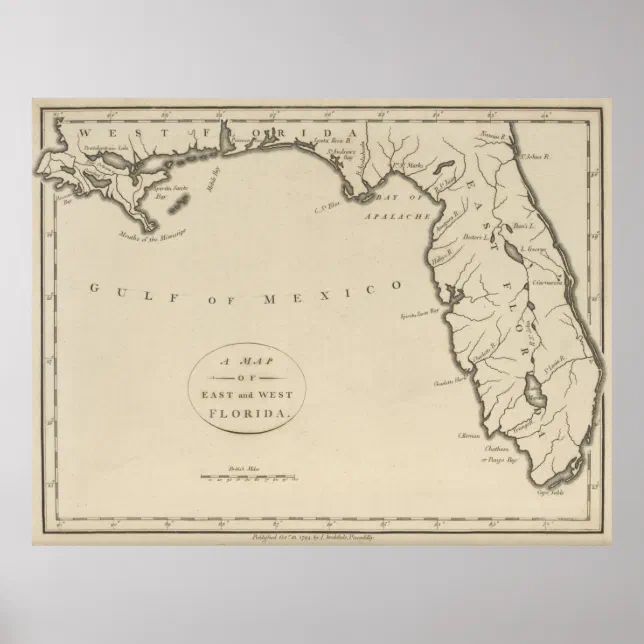 Vintage Map of Florida (1794) Poster | Zazzle