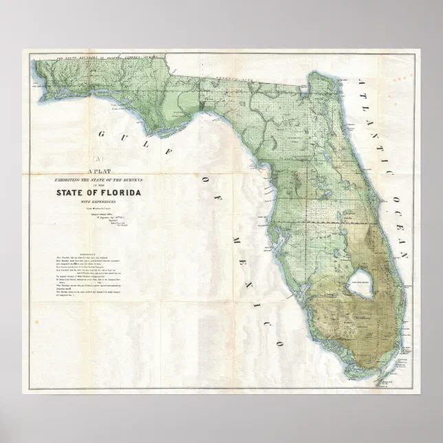 Vintage Map of Florida, 1853 Poster | Zazzle
