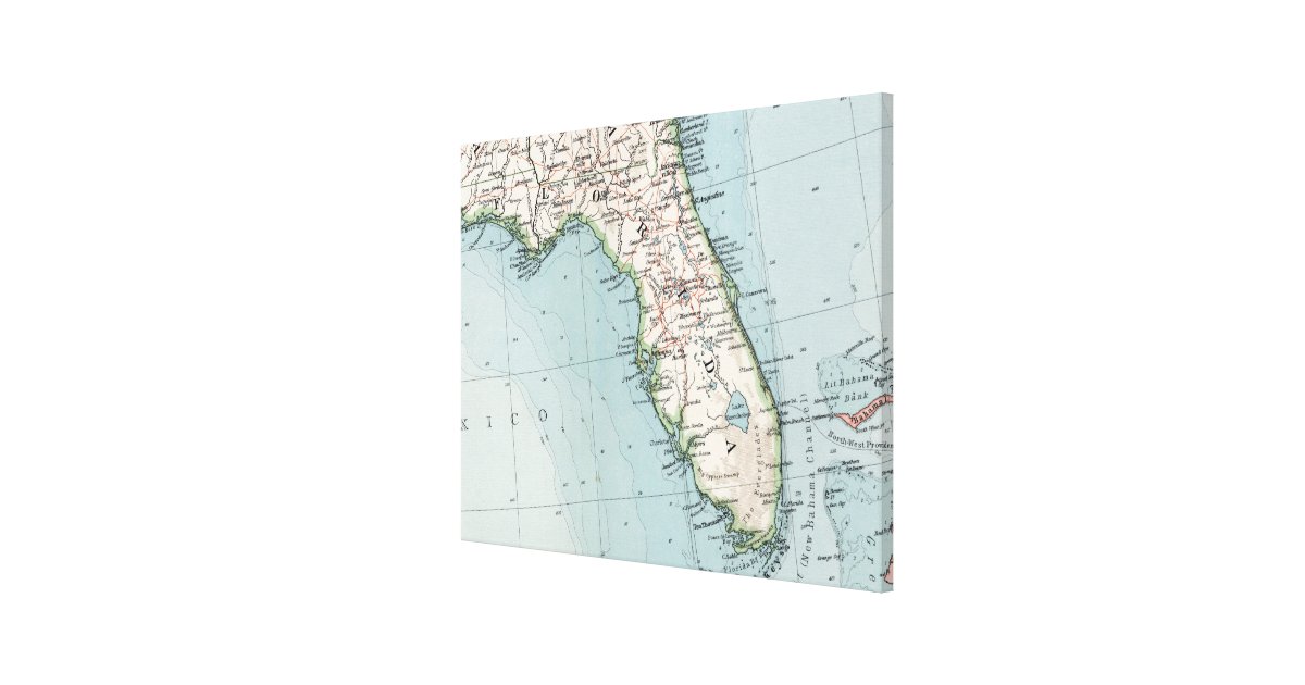 Vintage Map of Florida (1900) Canvas Print | Zazzle