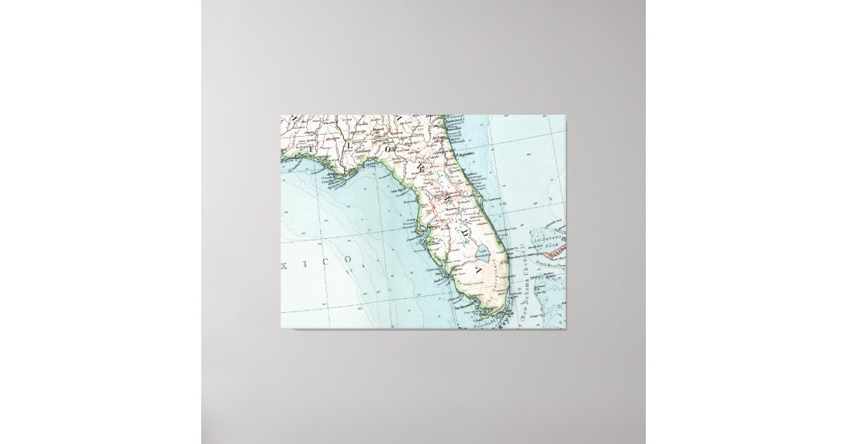 Vintage Map of Florida (1900) Canvas Print | Zazzle