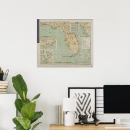 Vintage Map of Florida Poster | Zazzle