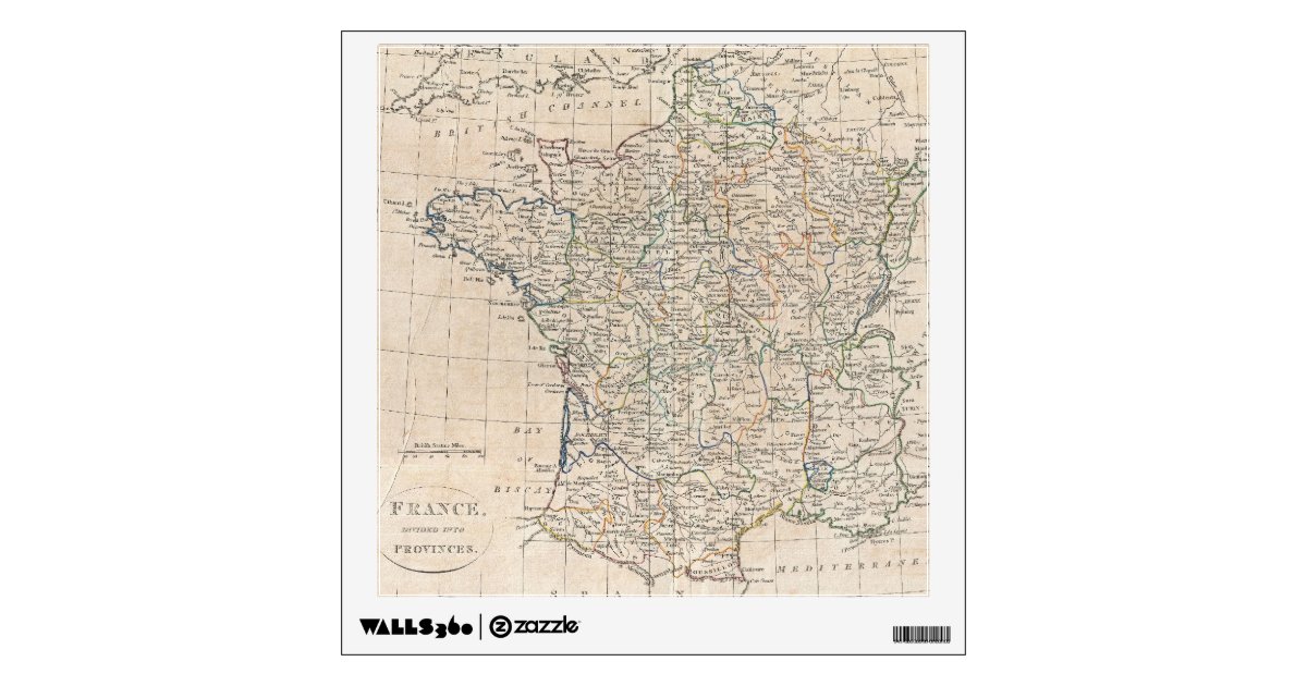 Vintage Map of France (1799) Wall Decal | Zazzle