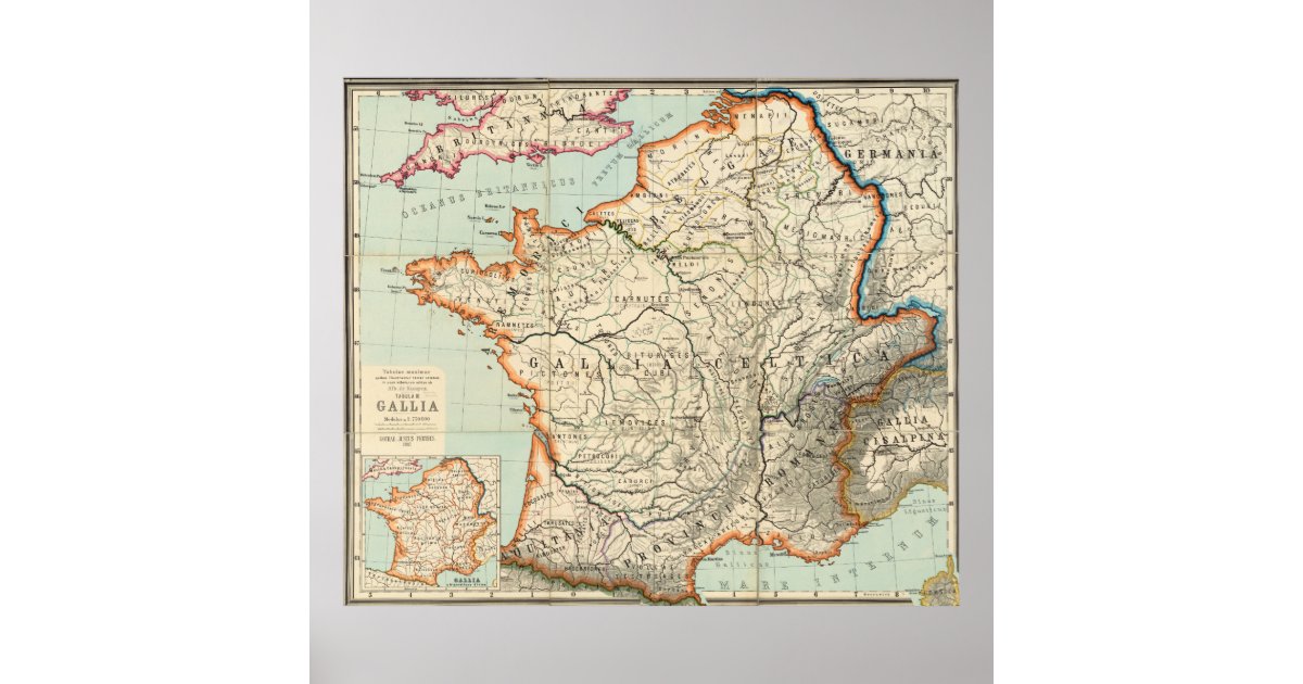 Vintage Map of France (1887) Poster | Zazzle