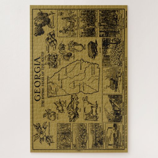 Vintage Map of Georgia (1912) - Tan Jigsaw Puzzle | Zazzle