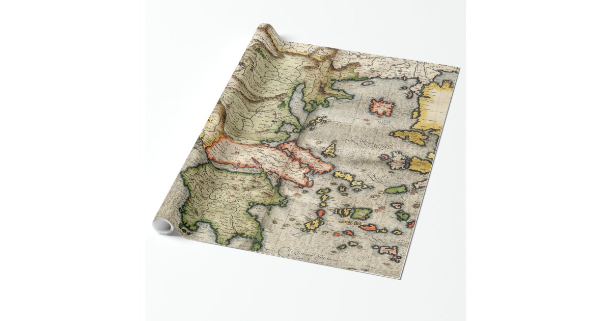 Vintage Map of Greece (1596) Wrapping Paper | Zazzle