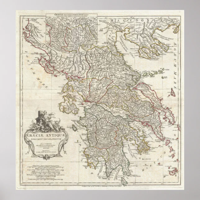 Vintage Map of Greece (1794) Poster | Zazzle