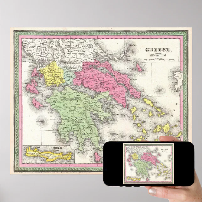 Vintage Map of Greece (1853) Poster | Zazzle