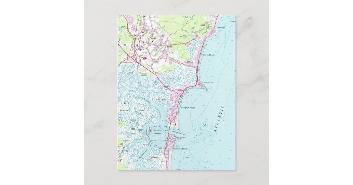 Vintage Map of Hampton Beach NH (1957) Postcard | Zazzle