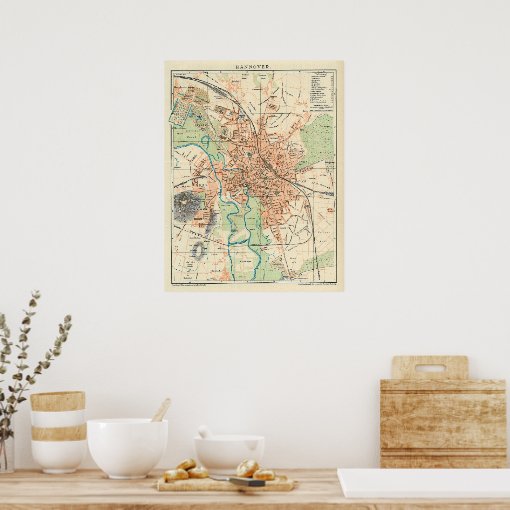 Vintage Map of Hanover Germany (1895) Poster | Zazzle
