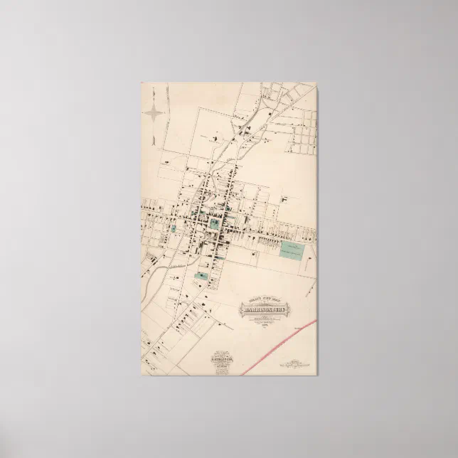Vintage Map of Harrisonburg Virginia (1877) Canvas Print | Zazzle