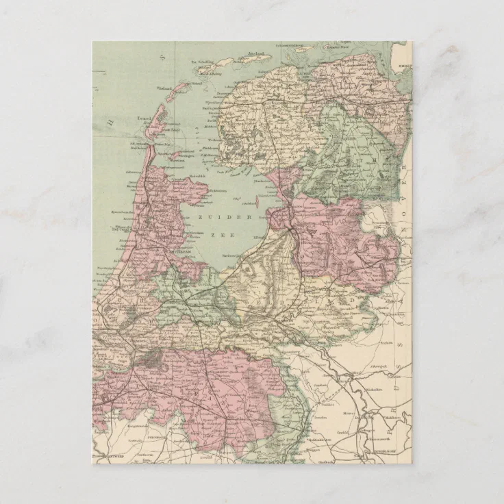 Vintage Map of Holland (1873) Postcard | Zazzle