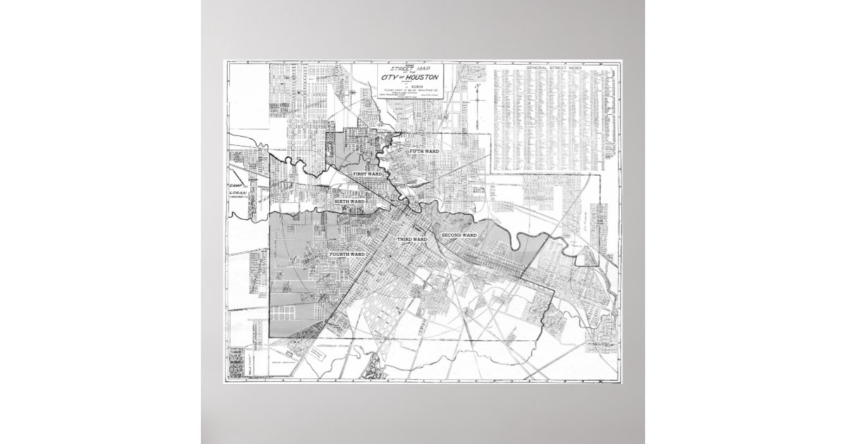Vintage Map of Houston (1920) Poster | Zazzle