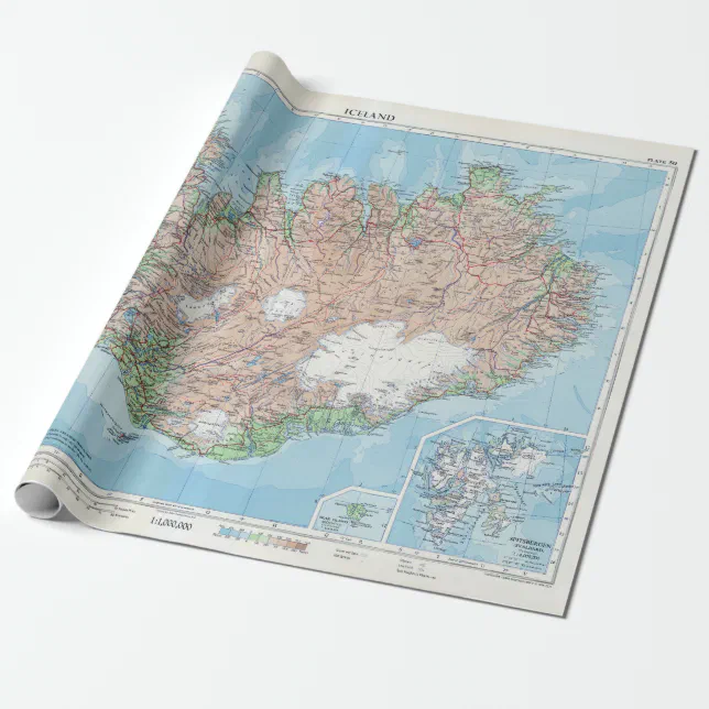 Vintage Map of Iceland Wrapping Paper | Zazzle