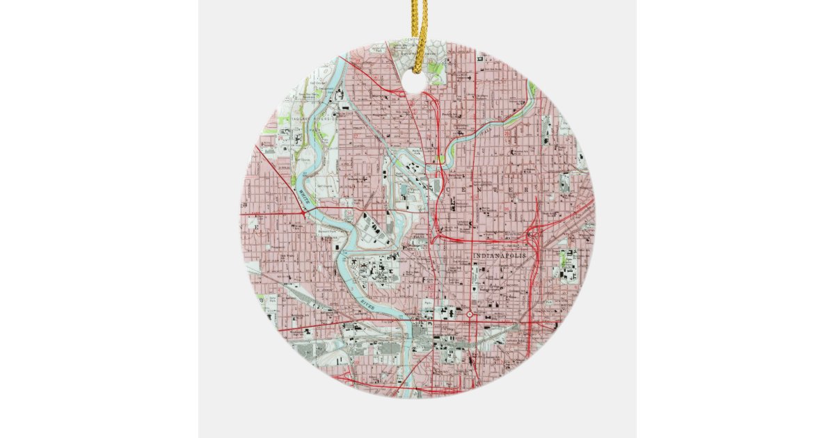 Vintage Map of Indianapolis Indiana (1967) Ceramic Ornament | Zazzle