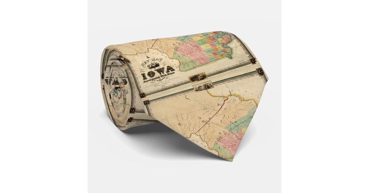 Vintage Map of Iowa (1845) Tie | Zazzle