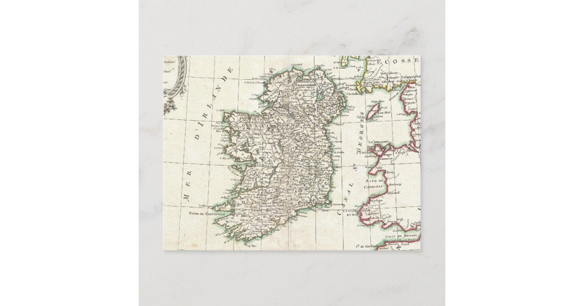 Vintage Map of Ireland (1771) Postcard | Zazzle