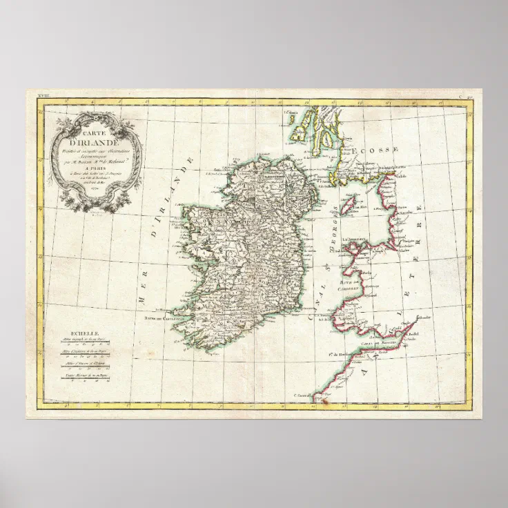 Vintage Map of Ireland (1771) Poster | Zazzle