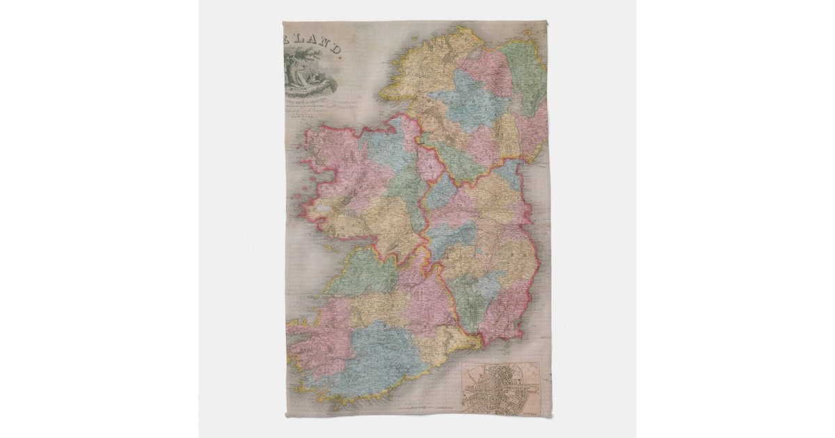 Vintage Map of Ireland (1835) Towel | Zazzle