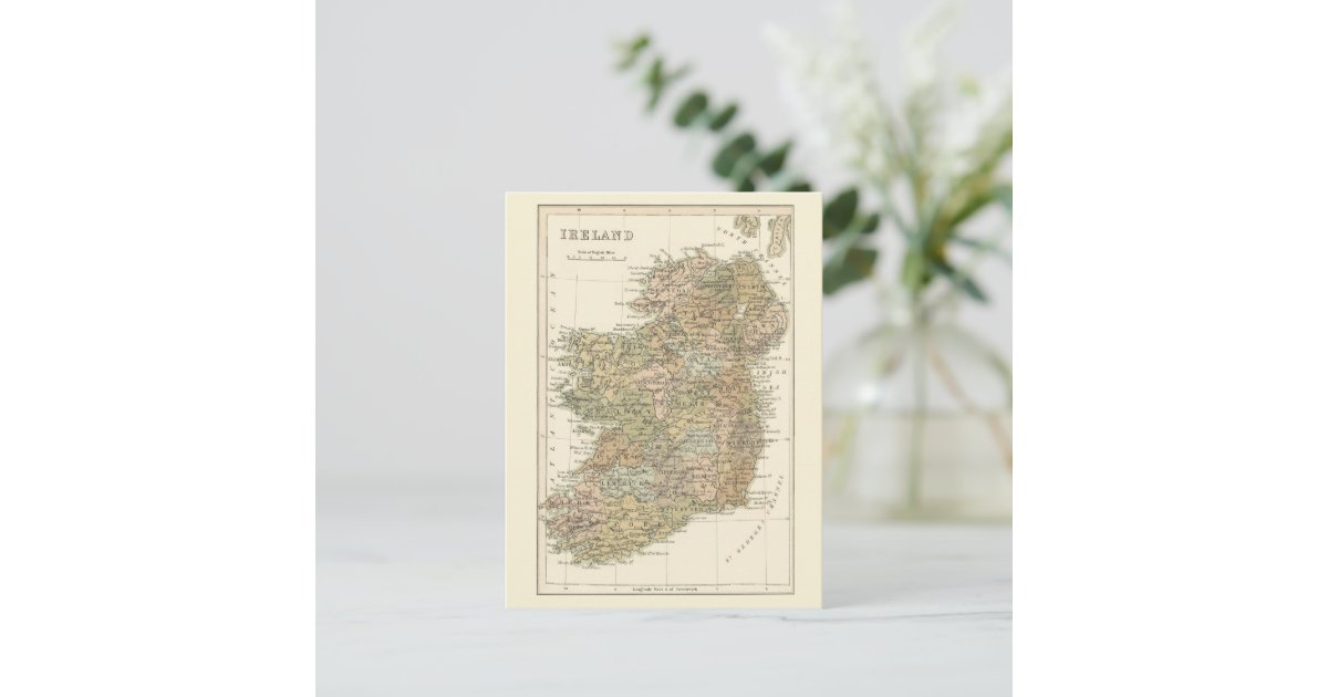 Vintage Map of Ireland 1862 Postcard | Zazzle