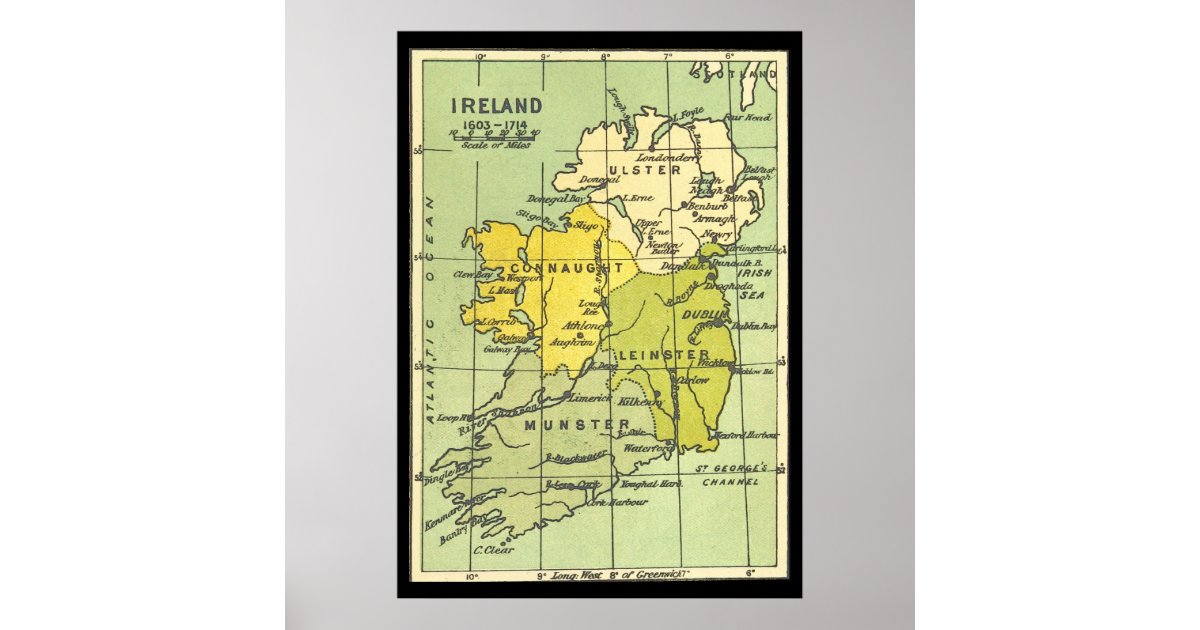 Vintage Map of Ireland Circa 1603-1714 Poster | Zazzle