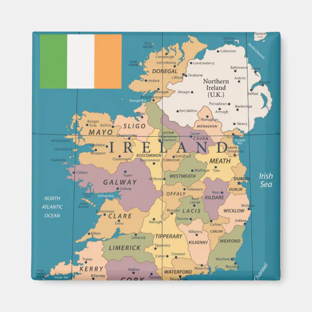 Vintage Map of Ireland Magnet | Zazzle