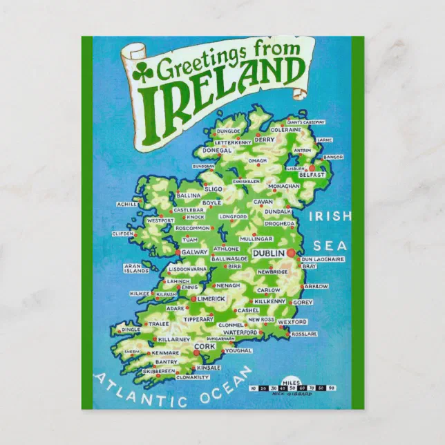 Vintage Map of Ireland Postcard | Zazzle