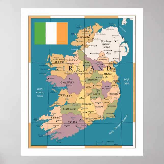 Vintage Map of Ireland Poster | Zazzle