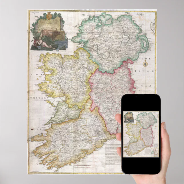 Vintage Map of Ireland Poster | Zazzle