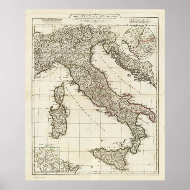 Vintage Map of Italy (1764) Poster | Zazzle