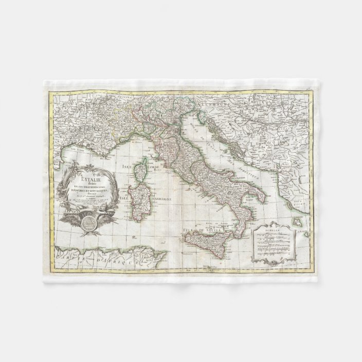 Vintage Map of Italy (1770) Fleece Blanket | Zazzle.com