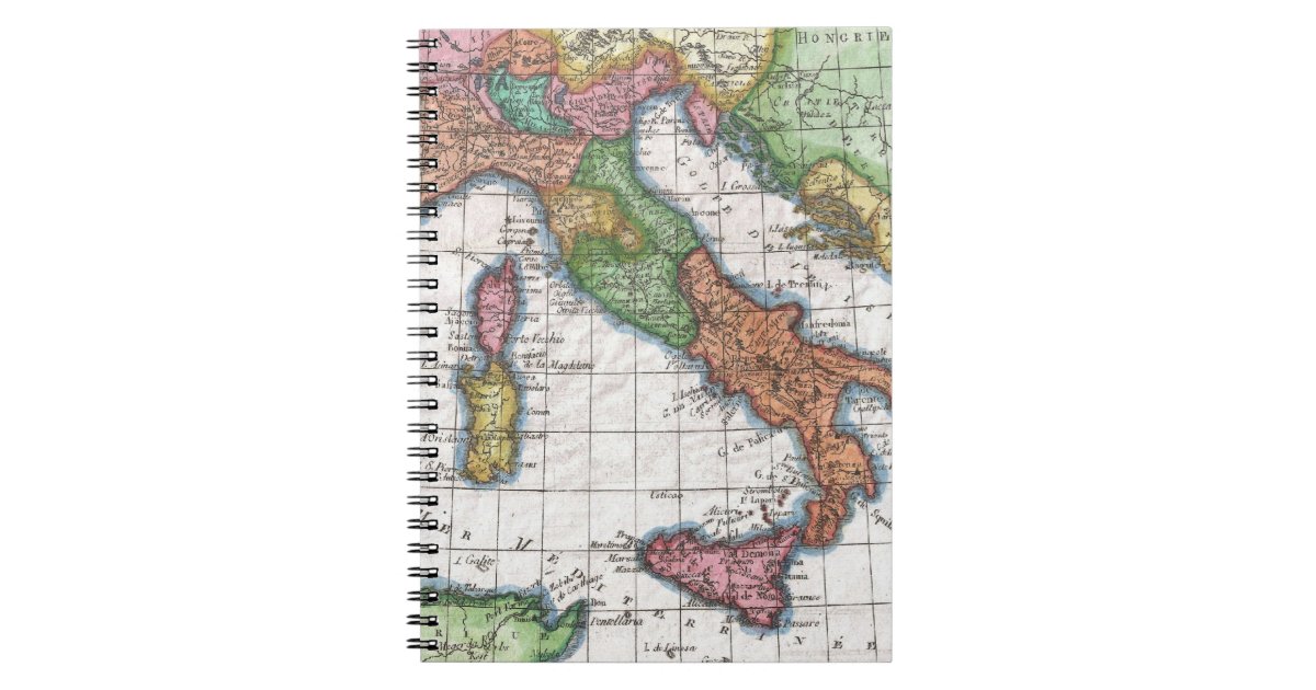 Vintage Map of Italy (1780) Notebook | Zazzle