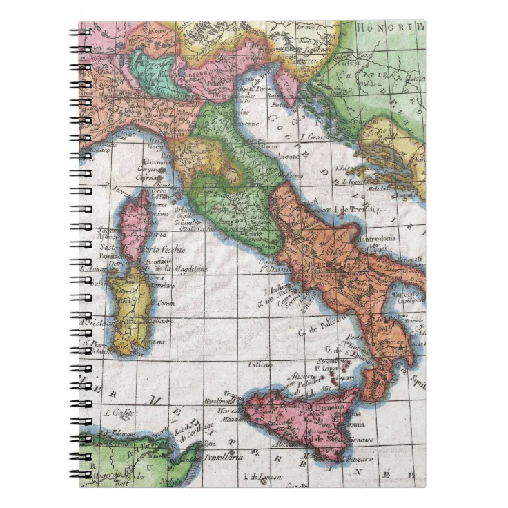 Vintage Map of Italy (1780) Notebook | Zazzle
