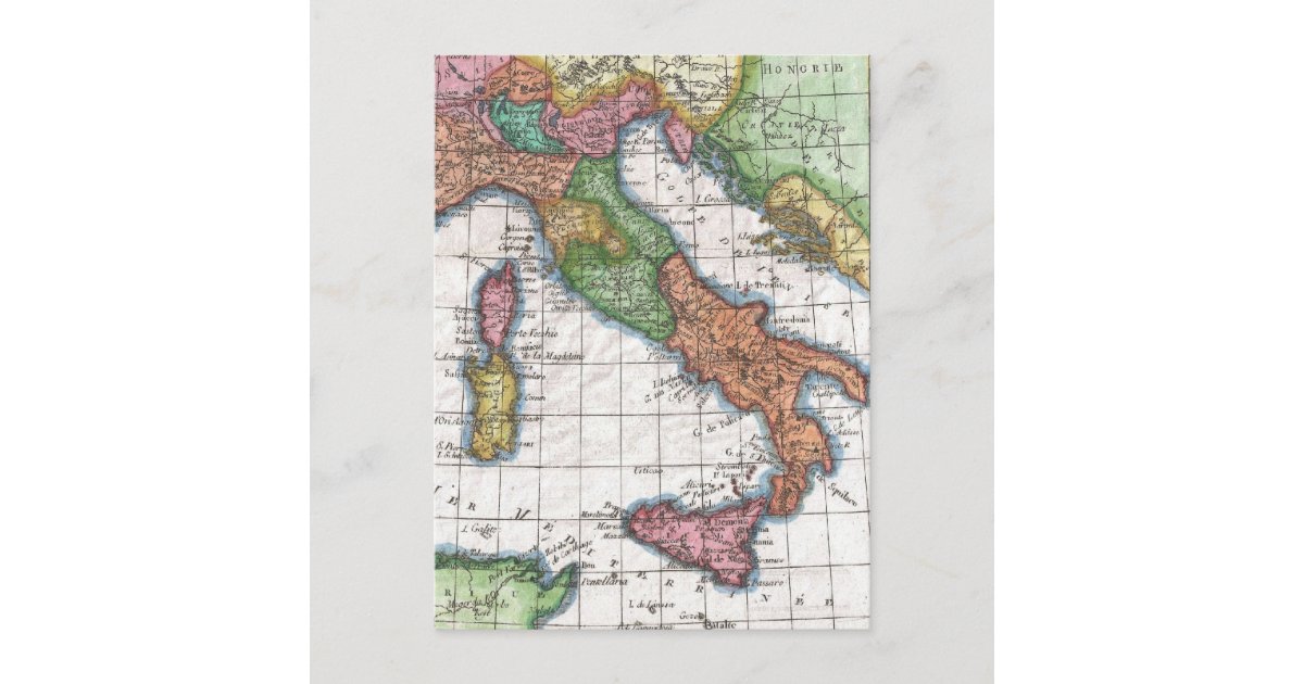 Vintage Map of Italy (1780) Postcard | Zazzle