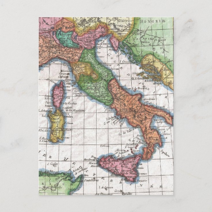 Vintage Map of Italy (1780) Postcard | Zazzle