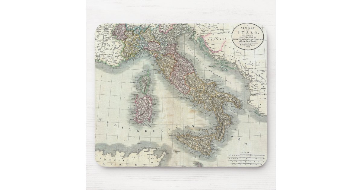 Vintage Map of Italy Mouse Pad | Zazzle