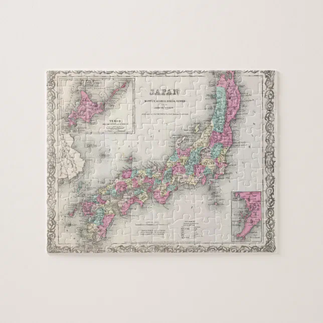 Vintage Map of Japan (1855) Jigsaw Puzzle | Zazzle