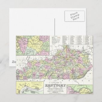 Vintage Map of Kentucky (1850) Postcard | Zazzle