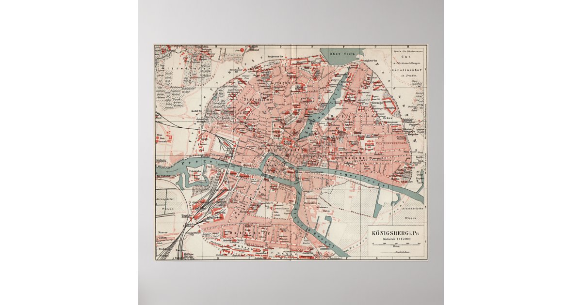 Vintage Map of Königsberg Germany (1905) Poster | Zazzle