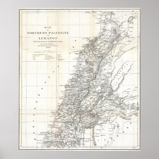 Vintage Map of Lebanon (1856) Poster | Zazzle