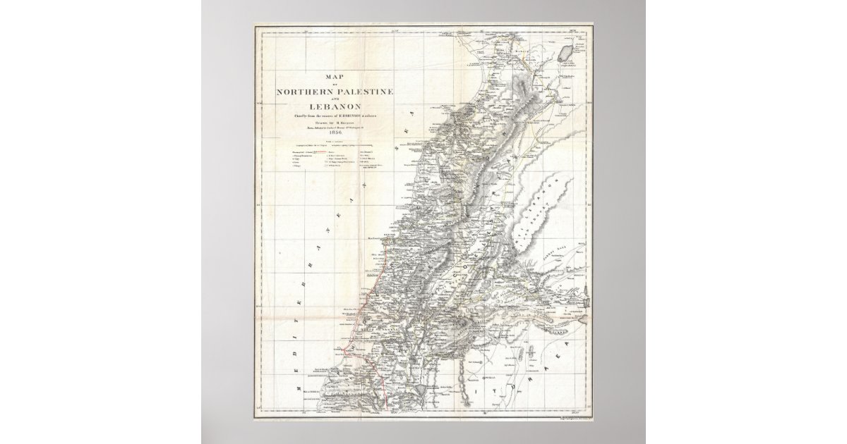 Vintage Map of Lebanon (1856) Poster | Zazzle