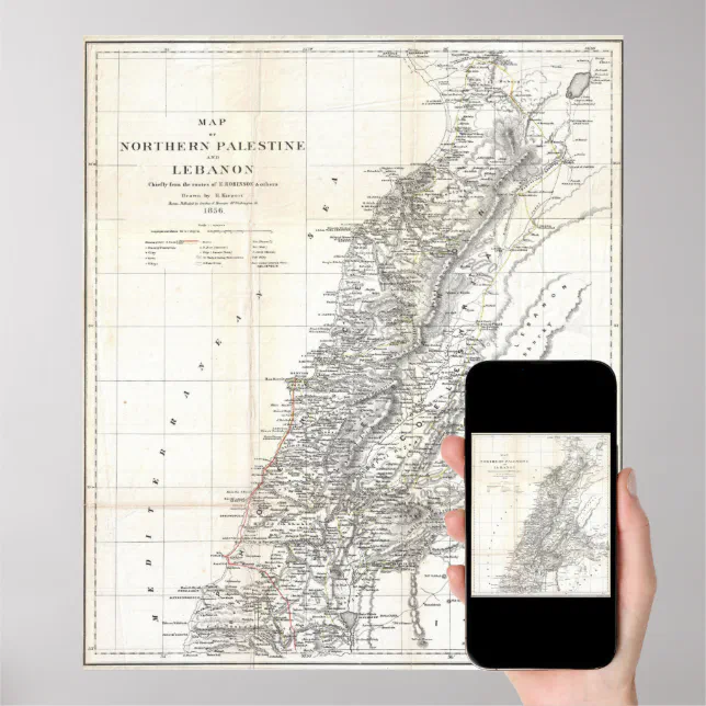 Vintage Map of Lebanon (1856) Poster | Zazzle