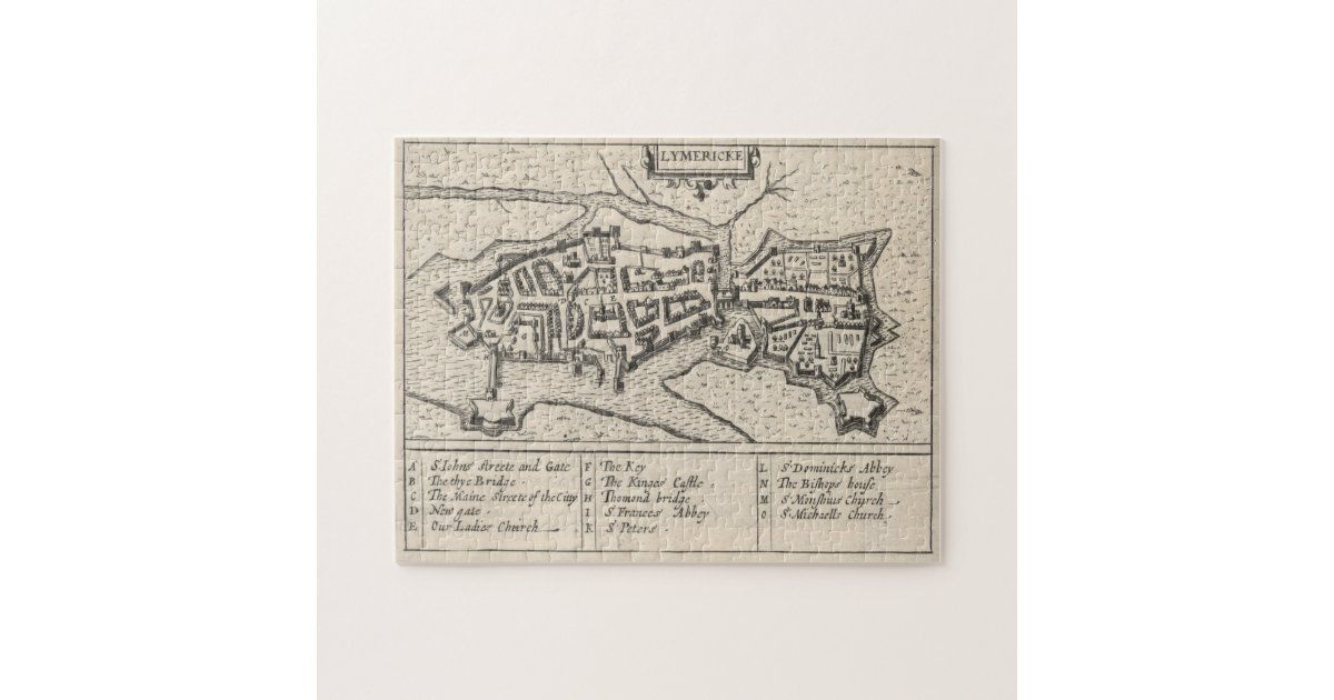 Vintage Map of Limerick Ireland (1618) Jigsaw Puzzle | Zazzle