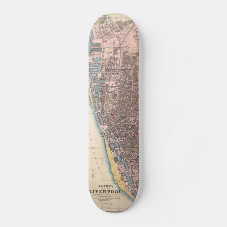 Vintage Map of Liverpool England (1890) Skateboard Deck | Zazzle
