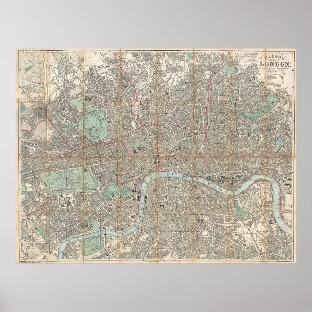 Vintage Map of London (1890) Poster | Zazzle