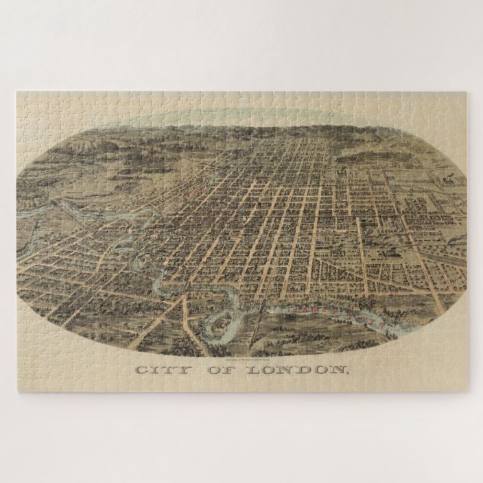 Vintage Map of London Canada (1896) Jigsaw Puzzle | Zazzle.com