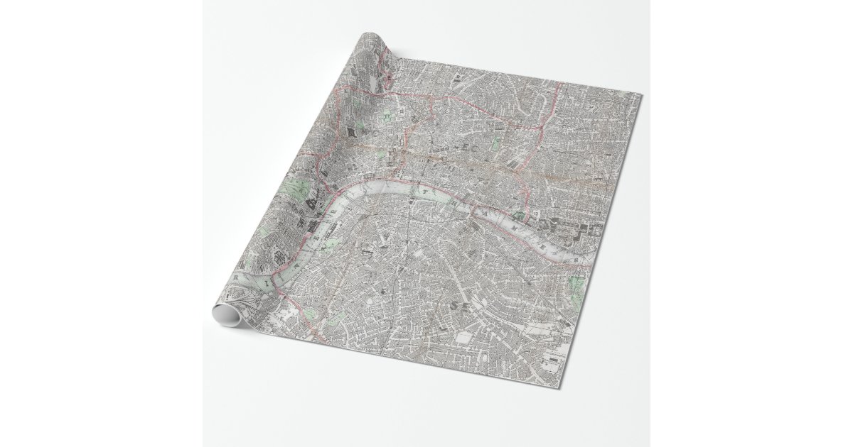 Vintage map of London city Wrapping Paper | Zazzle